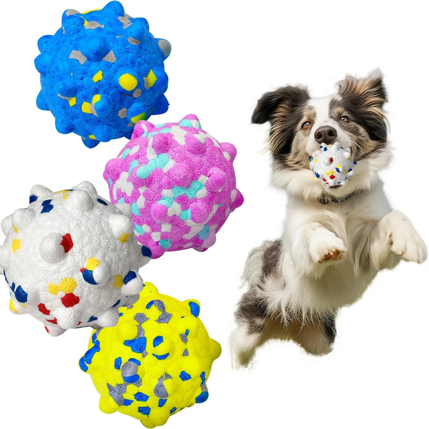 Dog Toys for Aggressive Chewers 4 Pack ETPU Material Prick Ball Bite ...