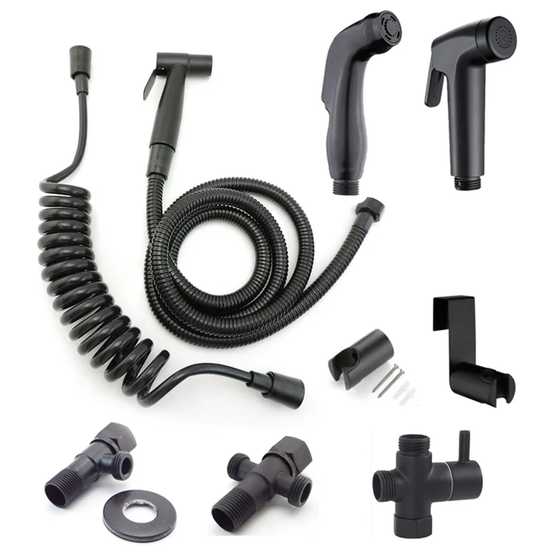 Black-Bathroom-Toilet-wash-Bidet-Faucet-Spray-Gun-Sprayer-shower-head ...