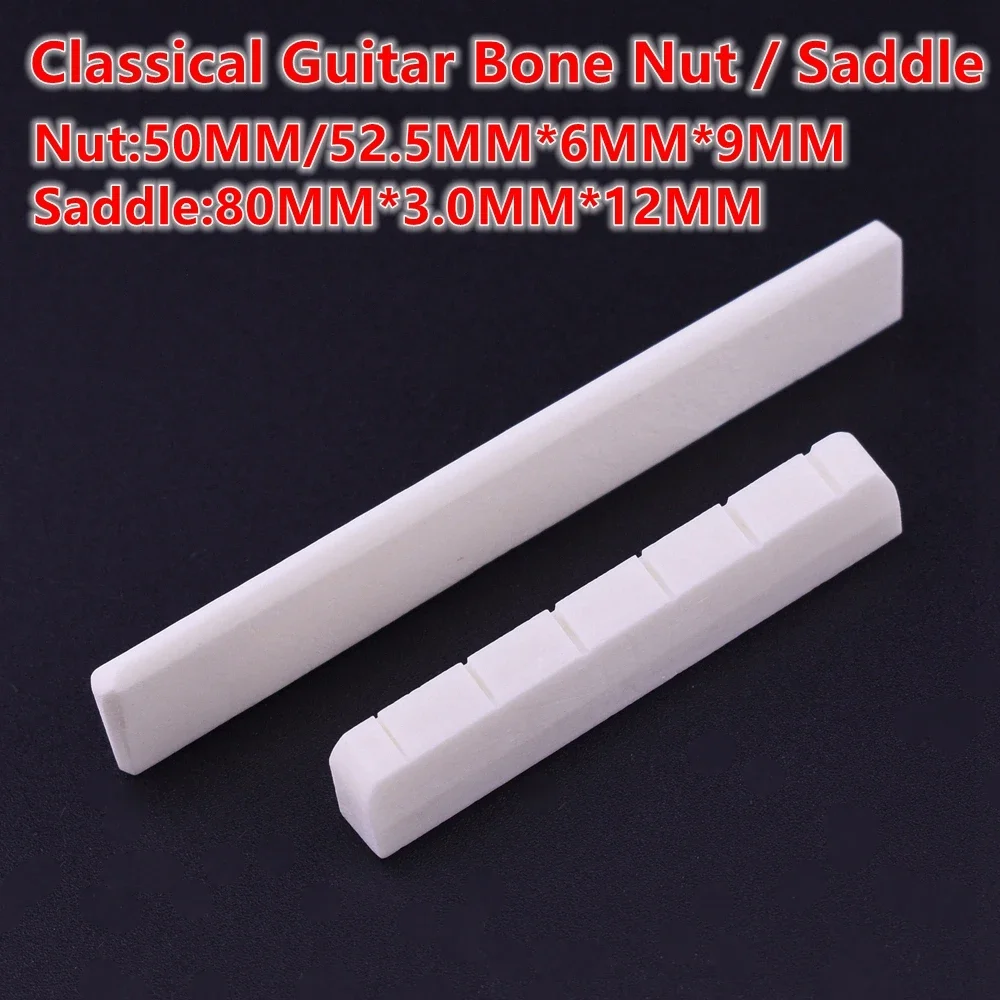 1-Piece-Real-Slotted-Bone-Nut-Saddle-For-Classical-Guitar-50MM-52-5MM ...