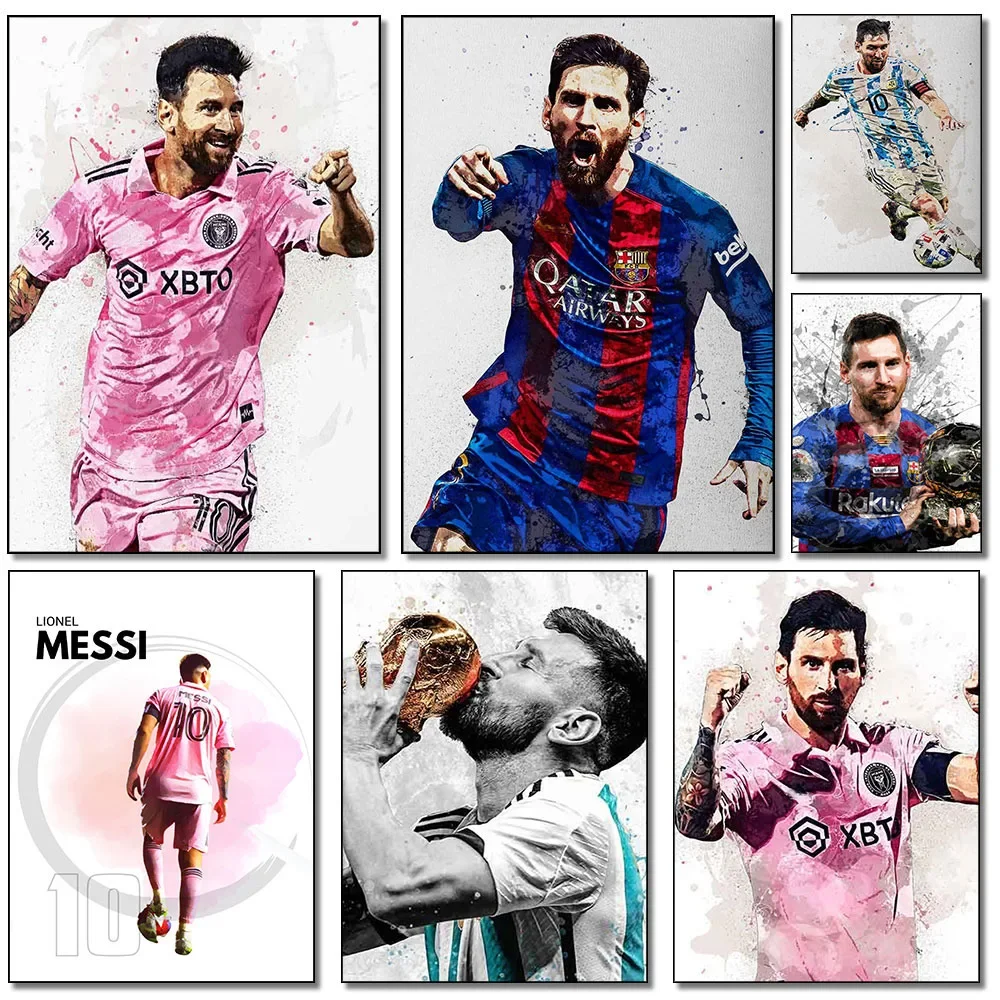 P-ster-de-acuarela-abstracta-de-Bruno-Messi-arte-de-lienzo-de-atleta ...