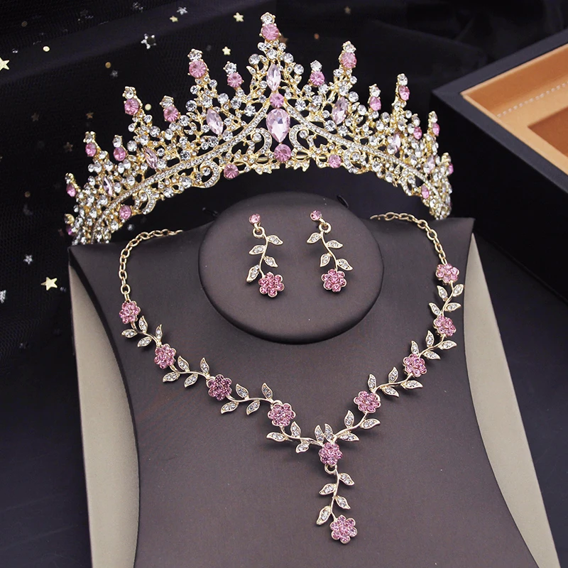 Gorgeous Crystal Tiaras Bridal Jewelry Sets for Women Crown Flower ...