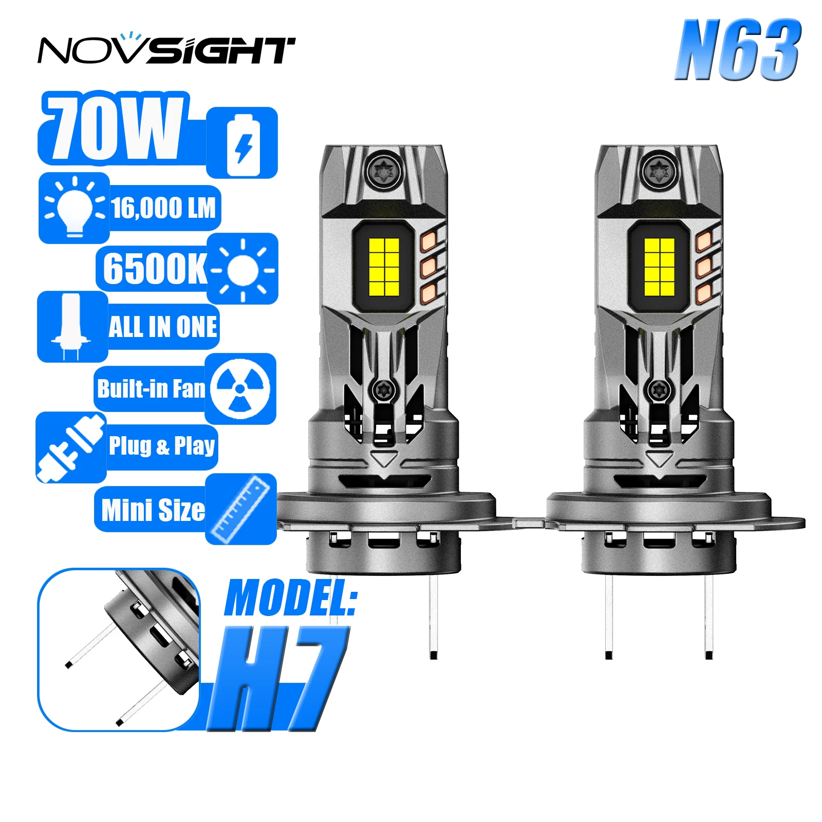 NOVSIGHT-H7-H11-LED-Car-Headlight-Auto-Head-Lamp-Bulbs-70W-16000LM ...