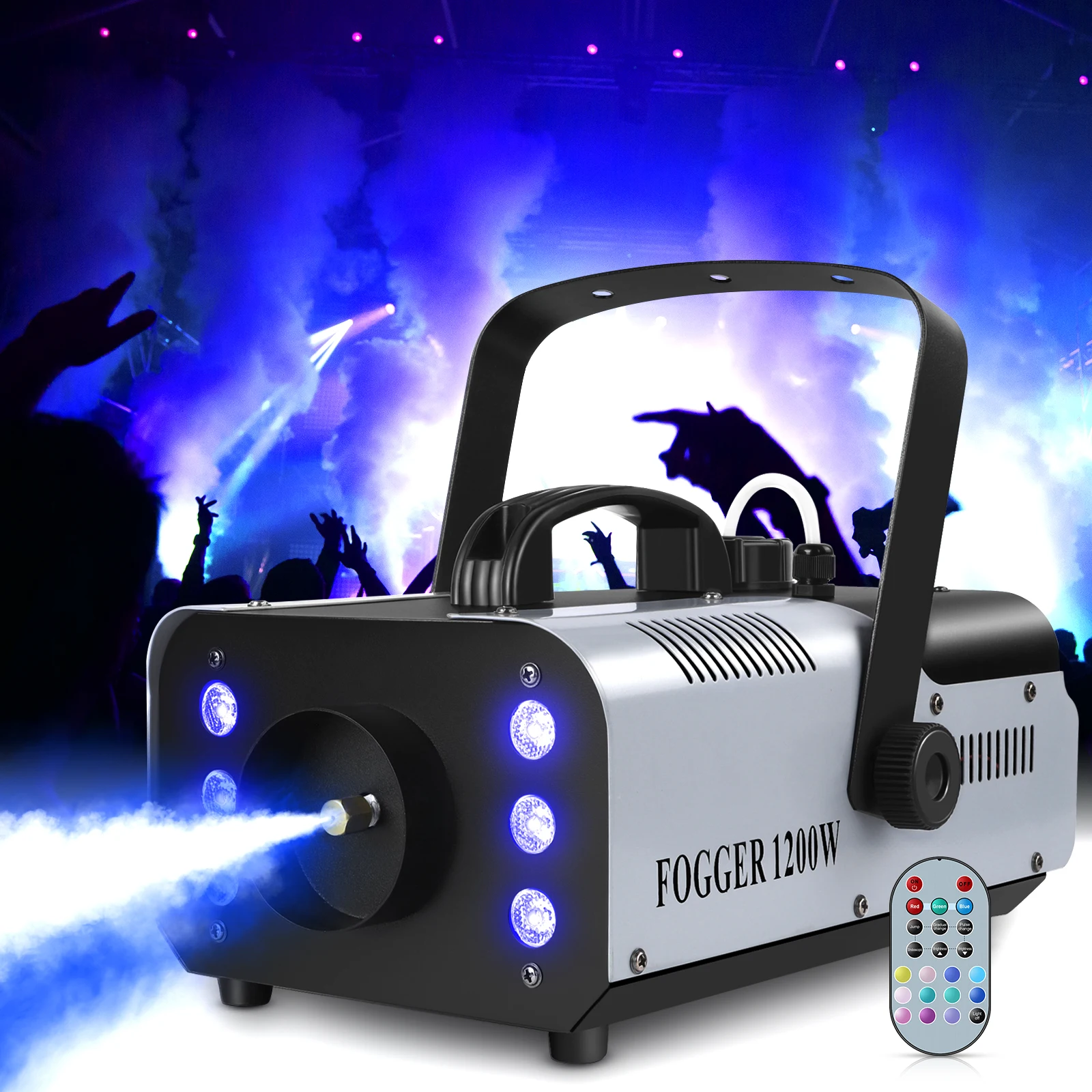 Fieryzeal 1200W Fog Machine RGB Stage Effect Smoke Machine 6LEDs ...