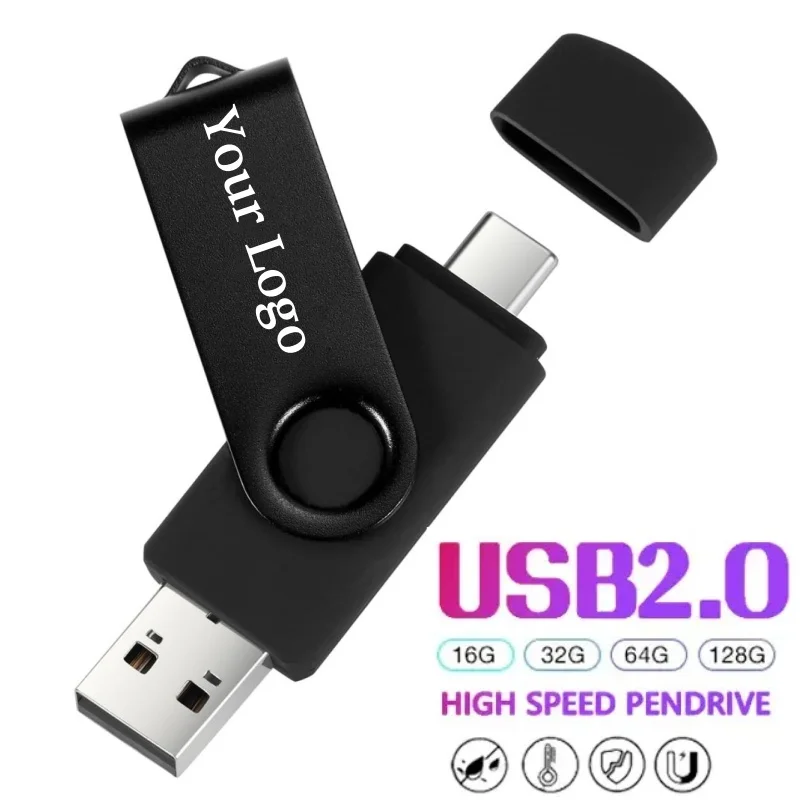 Custom Logo USB Flash Drive 128MB 256MB 1GB 2GB Type-C Dual-Use ...