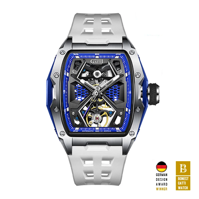 BONEST-GATTI-Men-Automatic-Watch-Luxury-46MM-Fashion-Tonneau-Mechanical ...