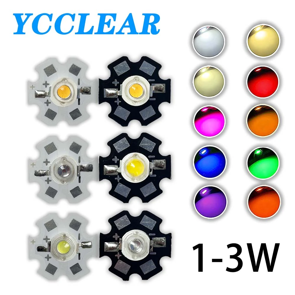 10pcs 1w 3w High Power Led Chip Cob Warm Cool White Red Green Blue Full ...