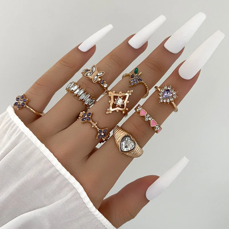 Yadelai Retro Simple Ring Set Bohemia Geometric Finger Set Multi Layer ...