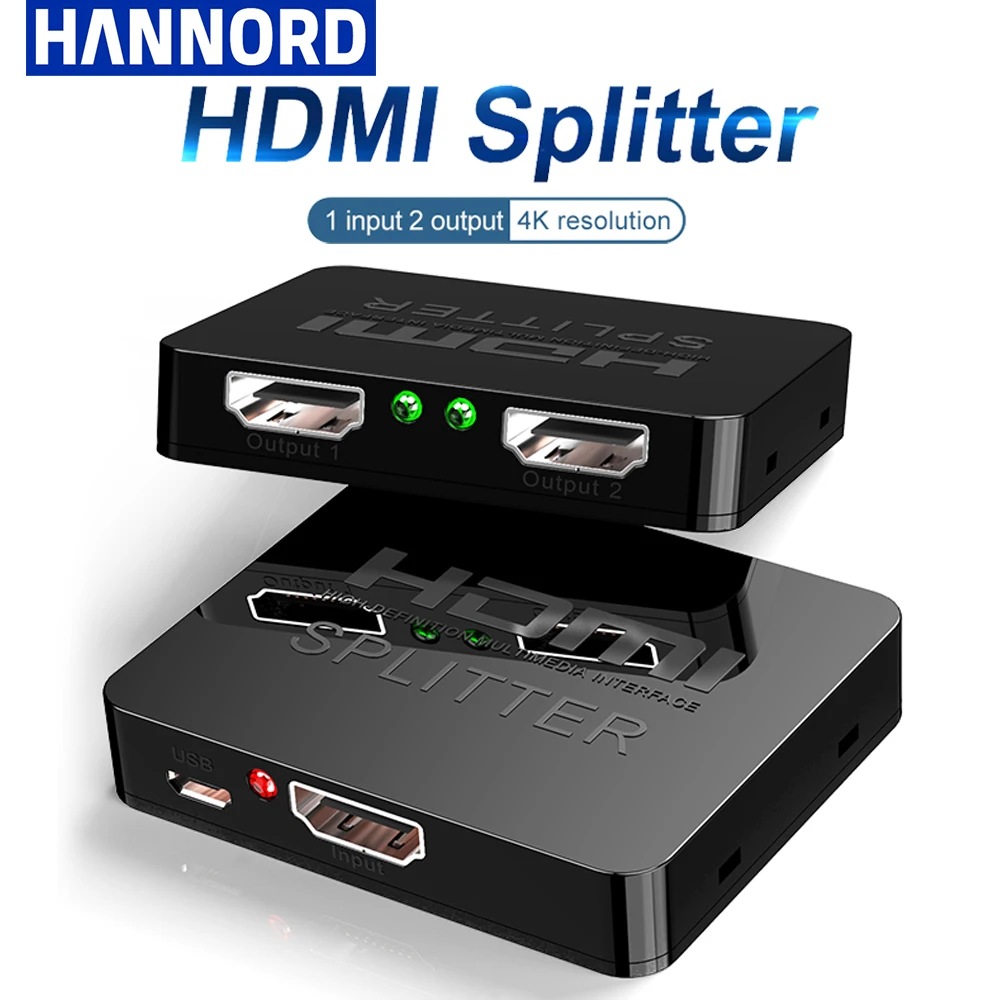 Hannord-4K-HDMI-compatible-Splitter-1x2-Split-1-in-2-Out-Amplifier ...