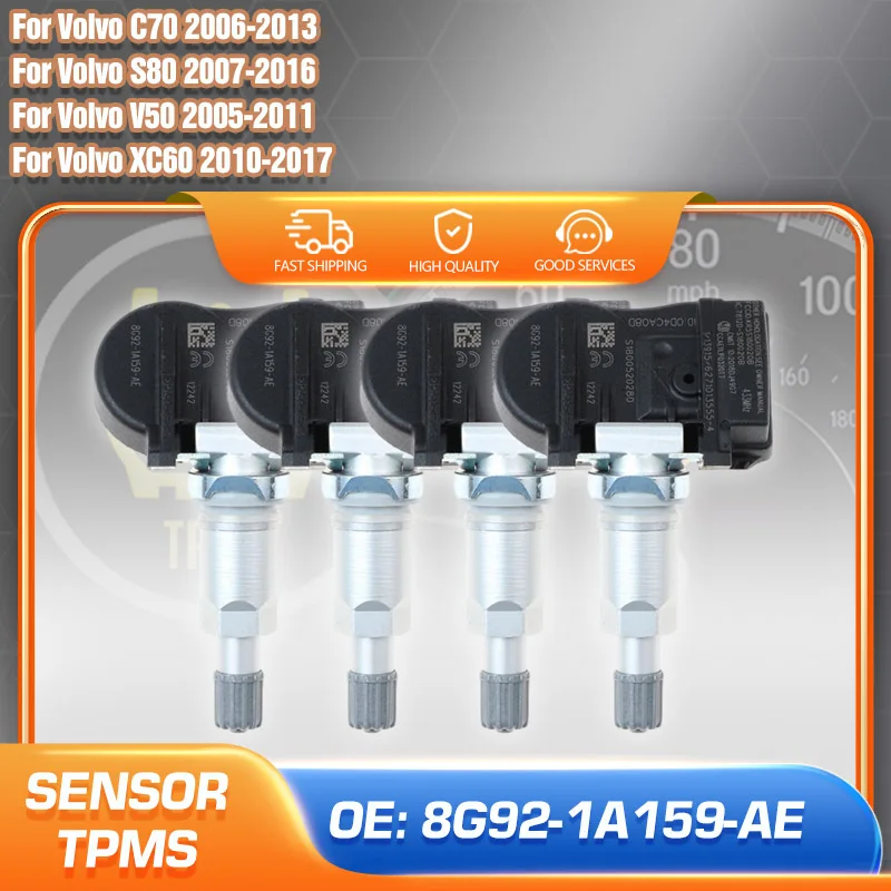 8G92-1A159-AE 1/4PCS For Volvo C30 C70 Volvo S40 S60 S80 TPMS Sensor ...