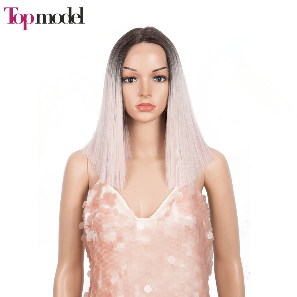 TOP MODEL Synthetic Short Bob Wigs Ombre Silver Wigs for Women Middle ...