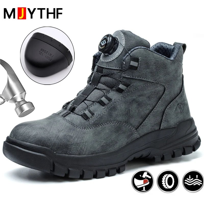 Botas-de-trabajo-con-botones-giratorios-para-hombre-zapatos-con-punta ...