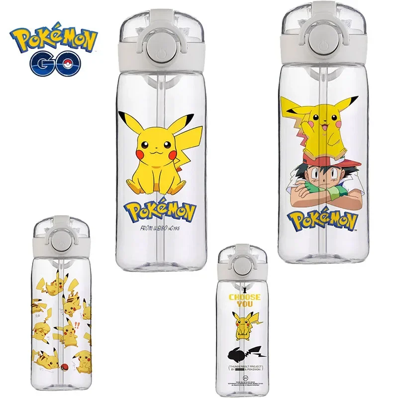 400ML-Pokemon-Pikachu-Sports-Water-Bottle-with-Straw-Portable-Water ...