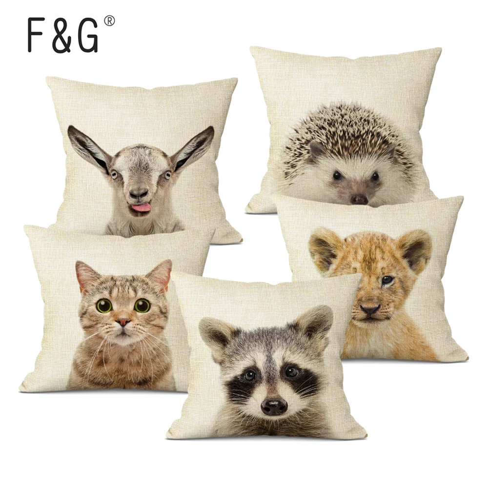 Cartoon Animals Printed Decorative Cushions Cover Cute Animal Baby ...
