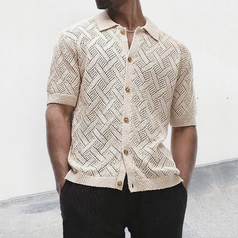 Beach-Leisure-Breathable-Knit-Shirts-Men-Summer-Casual-Buttoned-Lapel ...
