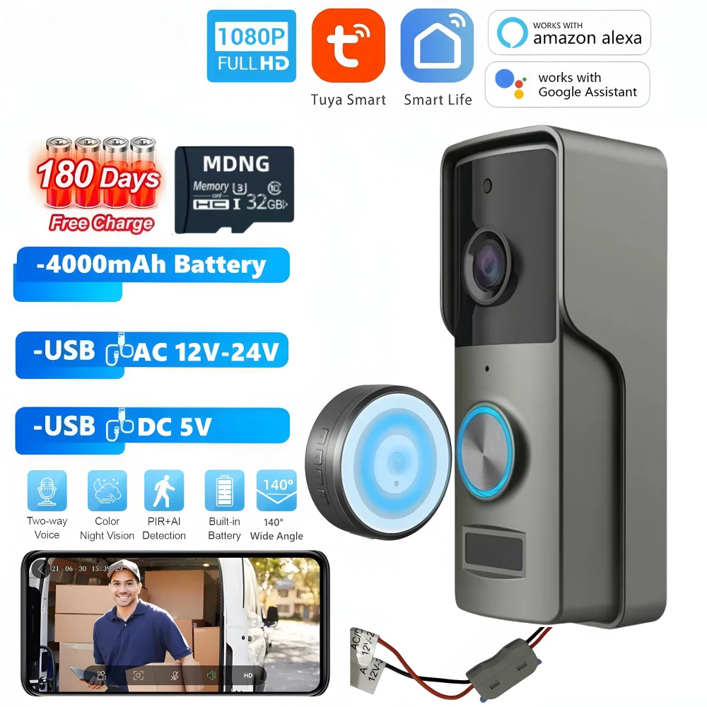 Tuya-Smart-Wifi-Video-Doorbell-Camera-Wireless-HD-1080P-Outdoor ...
