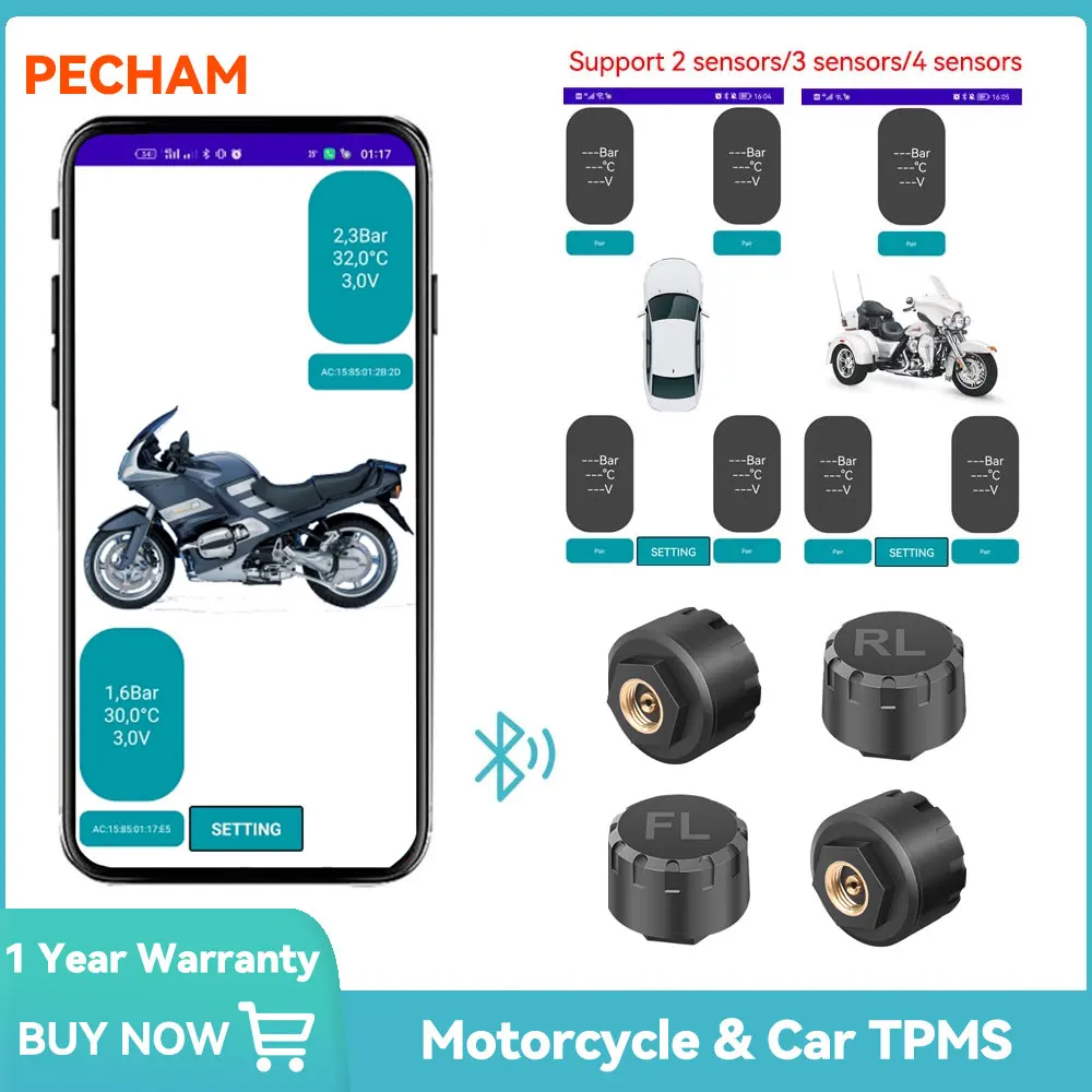 Motorcycle TPMS Android Tire Pressure Sensors Tyre Pressure Monitoring ...