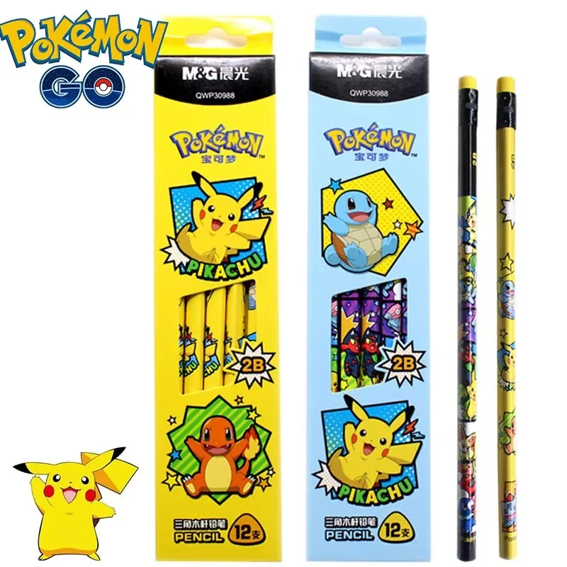 12pcs-Pokemon-Pencil-Set-2B-HB-Pencil-Anime-Jenny-Turtle-Piakchu ...