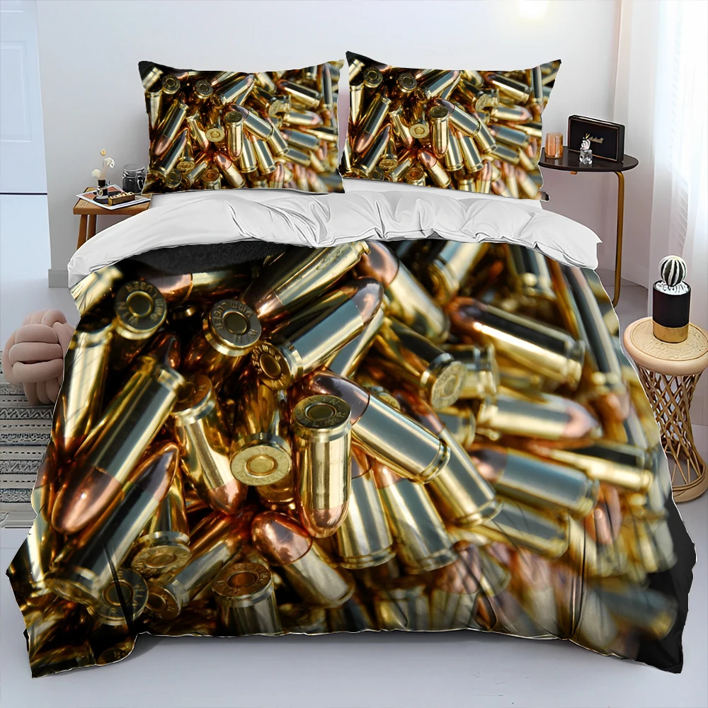 3D-Rifle-Revolver-Cartridge-Gun-Comforter-Bedding-Set-Duvet-Cover-Bed ...