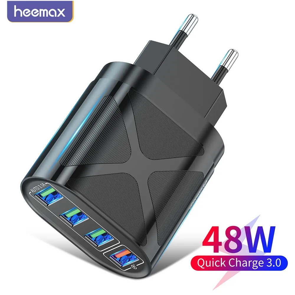 48W-Quick-Charge-4-Port-USB-Charger-QC-3-0-Wall-Charger-Fast-Charging ...