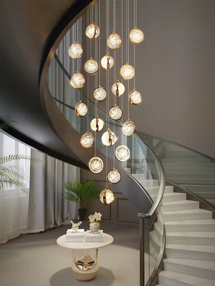 Modern-crystal-stair-chandelier-Light-luxury-villa-duplex-living-room ...