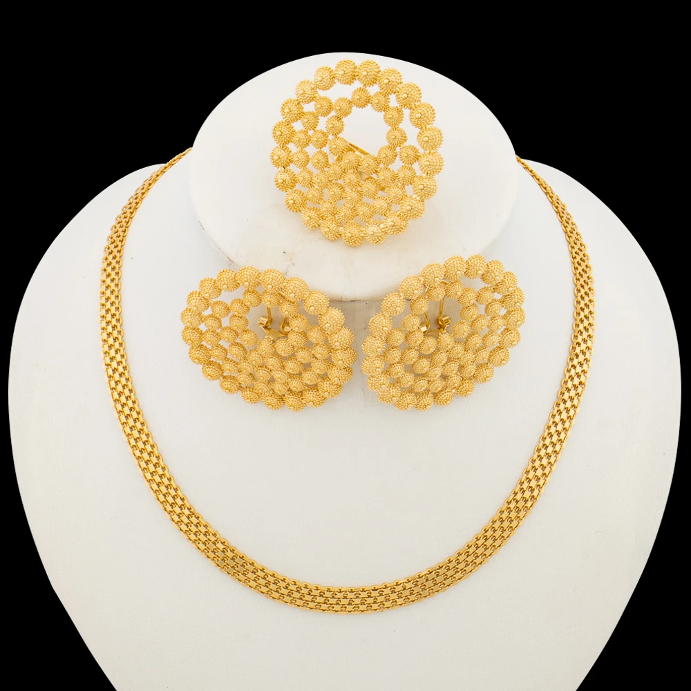 Earrings-Necklace-Jewelry-Set-for-Women-18k-Gold-Plated-Clip-Earrings ...