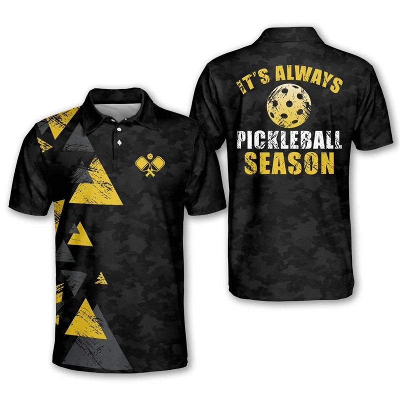 Fashion Sport Pickleball 3D Print Short Sleeve Polo Shirts For Men ...