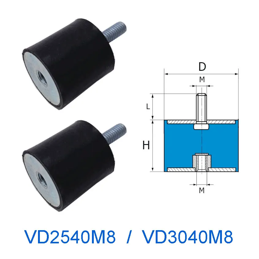 2Pcs Male To Female Thread Rubber Shock Absorber D 25/30 mm H 40 mm ...