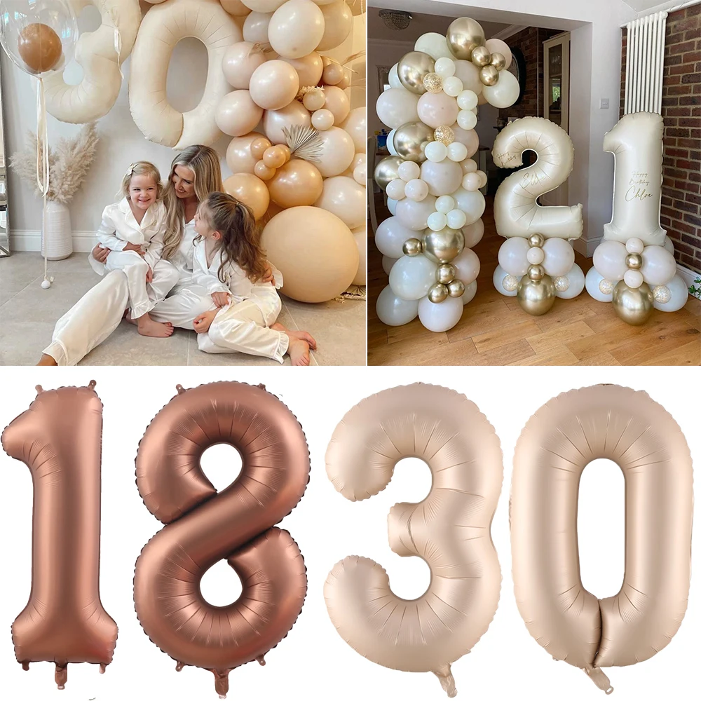 32Inch-Cream-Color-Number-Balloons-1-9-Large-Digital-Foil-Helium-Ball ...