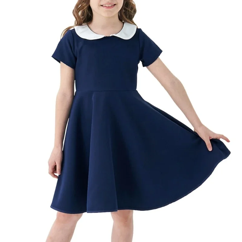 Girls' Short Sleeved Dress A-line Dresses For School Event And Family ...