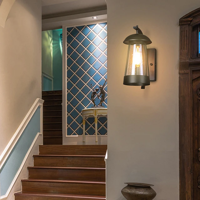 Kültéri Fal Világos Fekete Ipari Botlám Lámpa Vízálló Kerti Udvari Utca ...