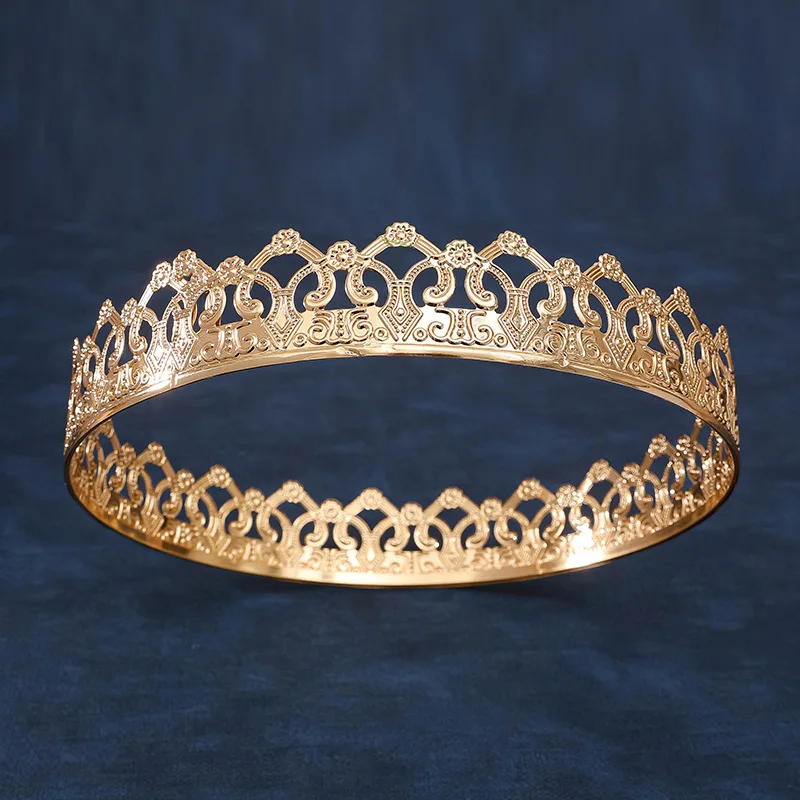 Gold Luxurious Men's Headwear Baroque Vintage Royal King Crowns Round ...