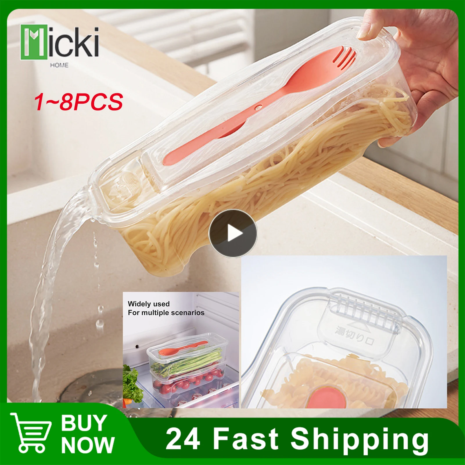 1-8PCS-Microwave-Pasta-Cooker-with-Strainer-Heat-Drainer-Crisper ...