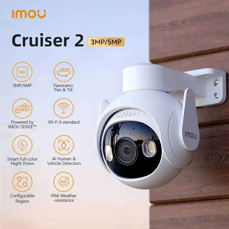 IMOU Cruiser 2 3MP 5MP Wi-Fi Outdoor Security Camera AI Smart Tracking ...