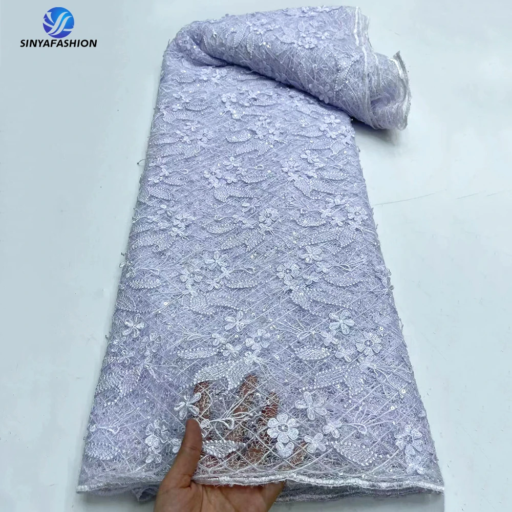 Sinya-African-Lace-Fabric-2024-High-Quality-Nigerian-White-3D-Flower ...