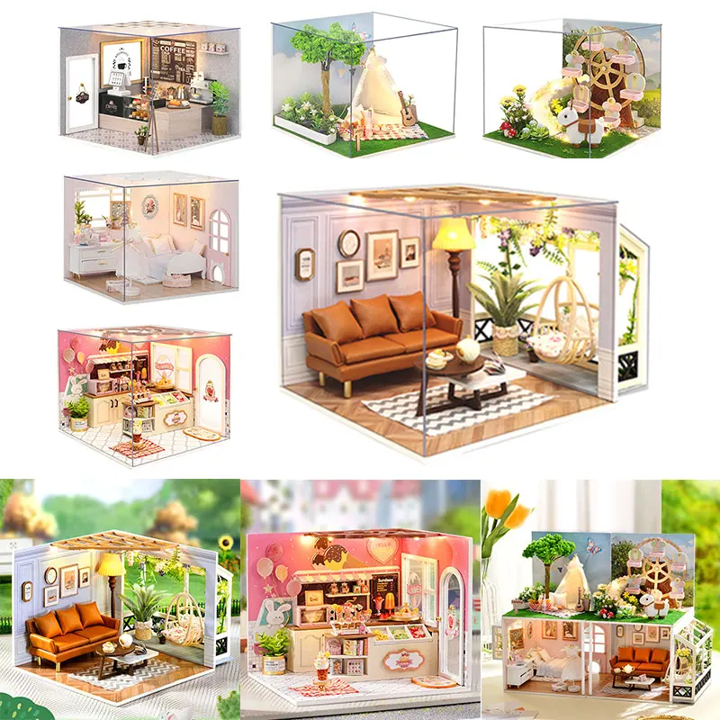 DIY-Wooden-Assembled-Doll-House-Toys-Handmade-Miniature-Landscape-Room ...