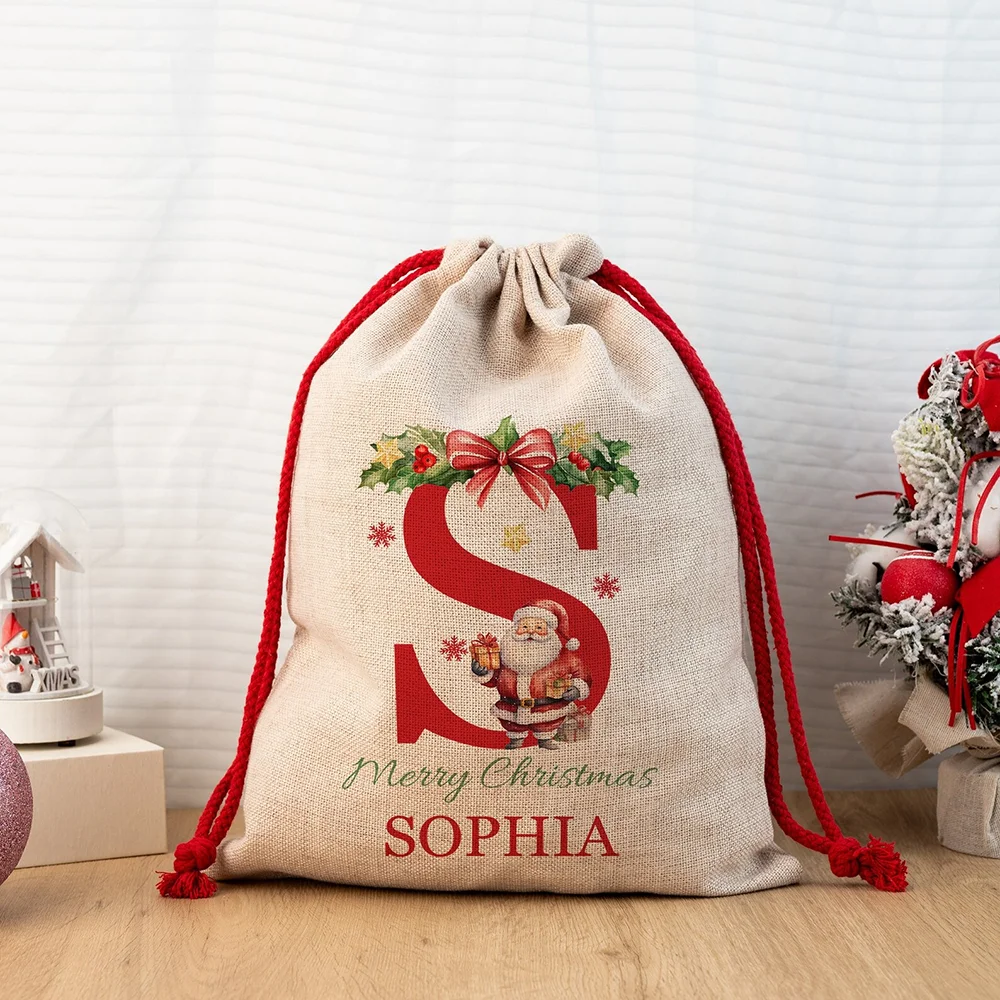 Personalised Initials Large Christmas Sack Santa Claus Filling Gift Bag ...