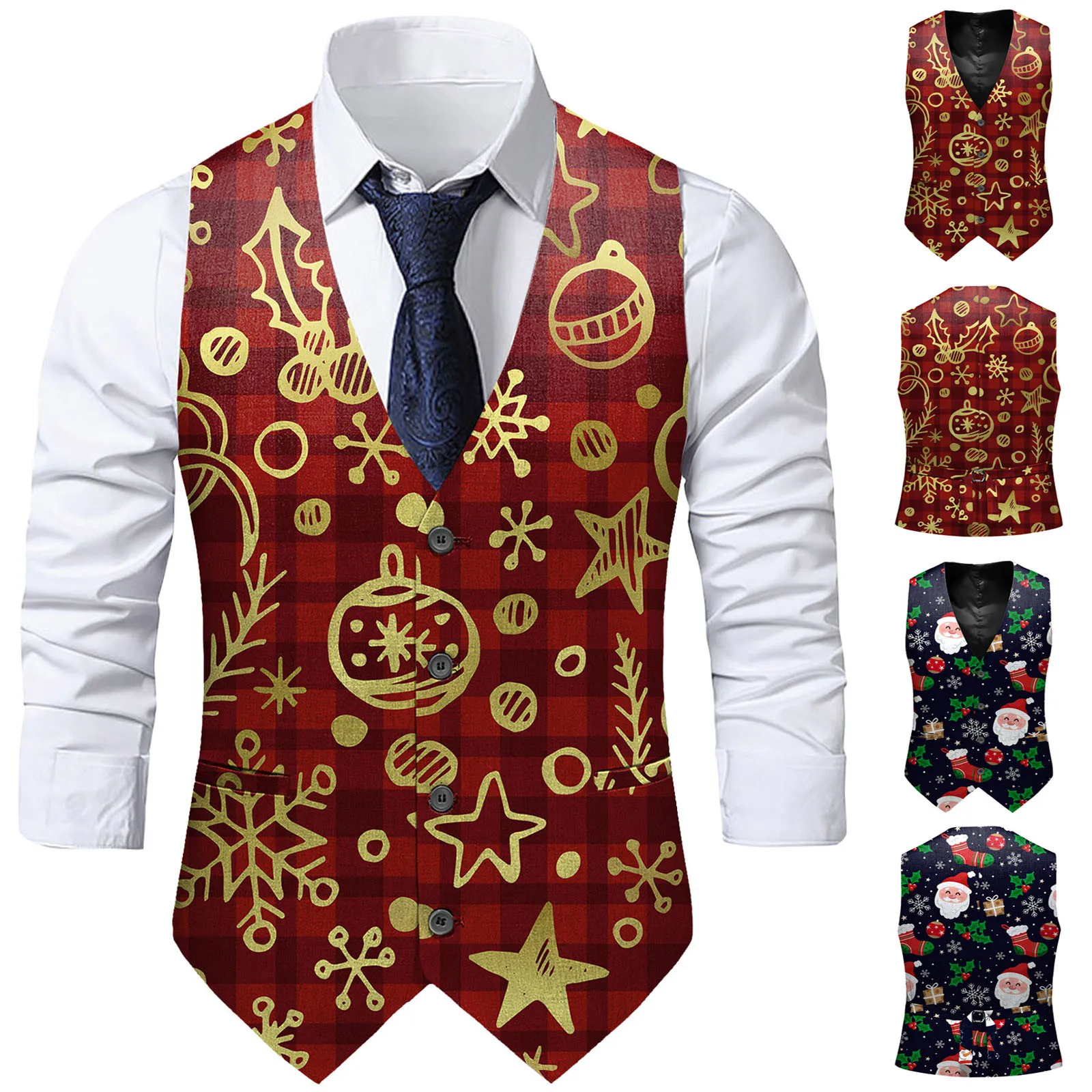 Christmas-Santa-Clause-Red-Vest-For-Man-Family-Party-Clothing-Elk-Candy ...