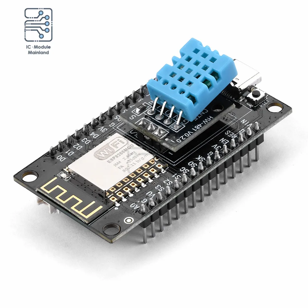 Placa De Desenvolvimento Nodemcu Com Dht11 Integrado Temperatura E