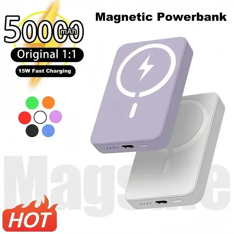 50000mAh-MagSafe-Power-Bank-20W-Powerbank-Magnetic-Wireless-Fast ...