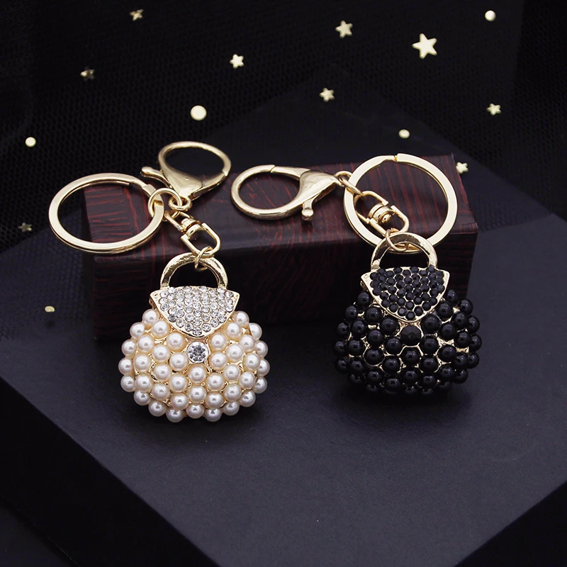 2023-Fashion-Keychains-for-Women-Rhinestone-Pearls-Bags-Shape-Key ...