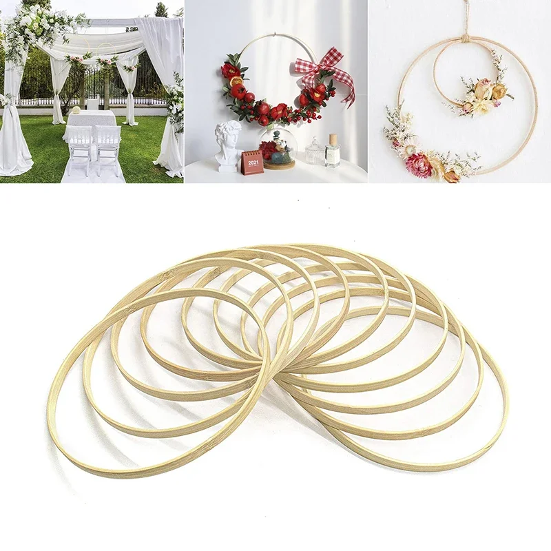 Round-Wooden-Bamboo-Floral-Hoop-DIY-Handmade-Circle-Wood-Hoop-Wreath ...