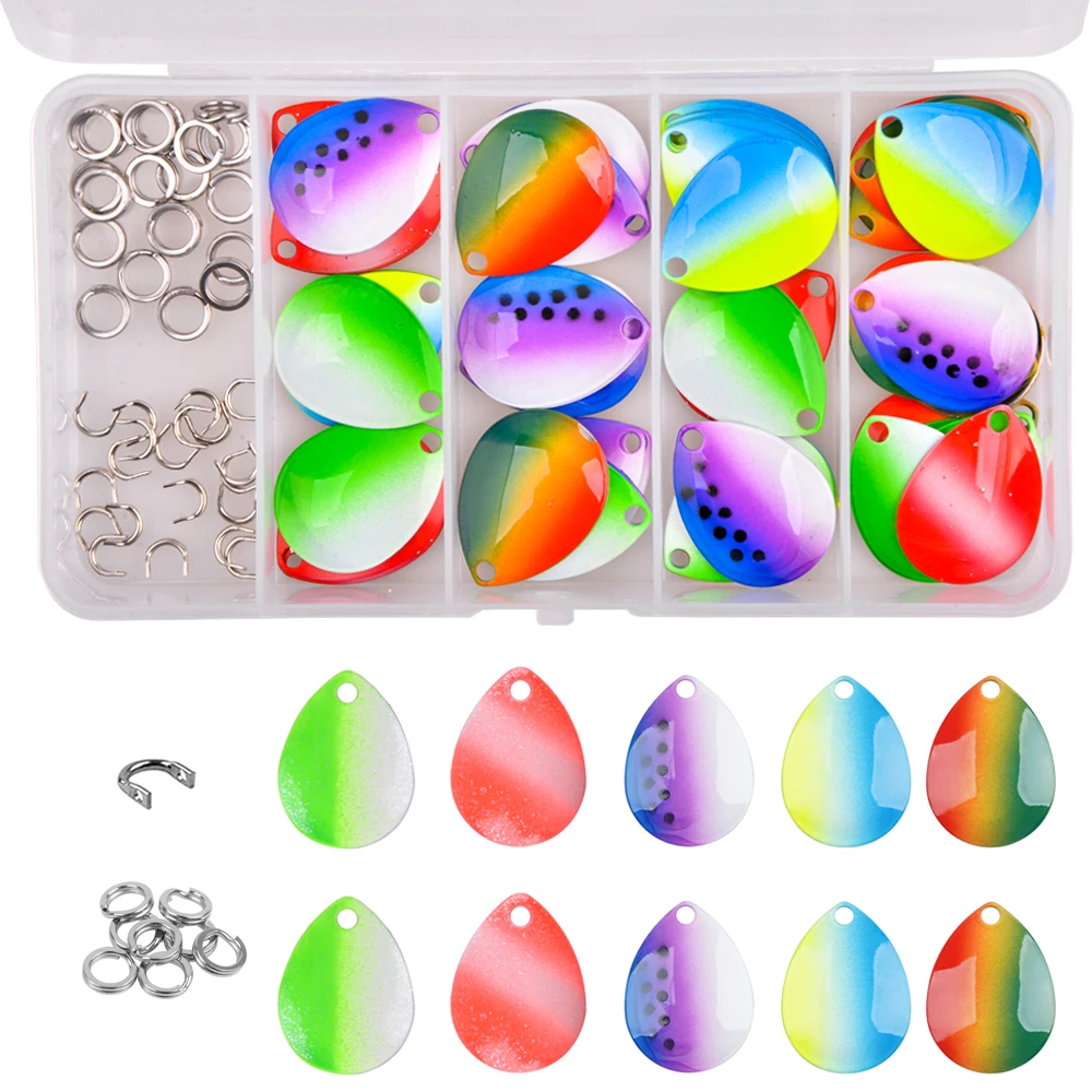 80Pcs-Spinnerbait-blades-willow-with-Split-Rings-Spinner-blade-clevis ...