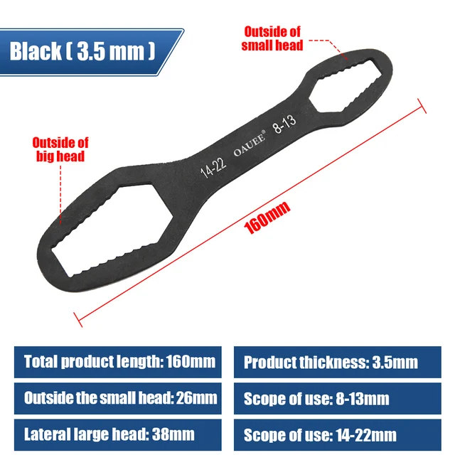 8-22mm Universal Torx Wrench Self Tightening Adjustable Double Head ...