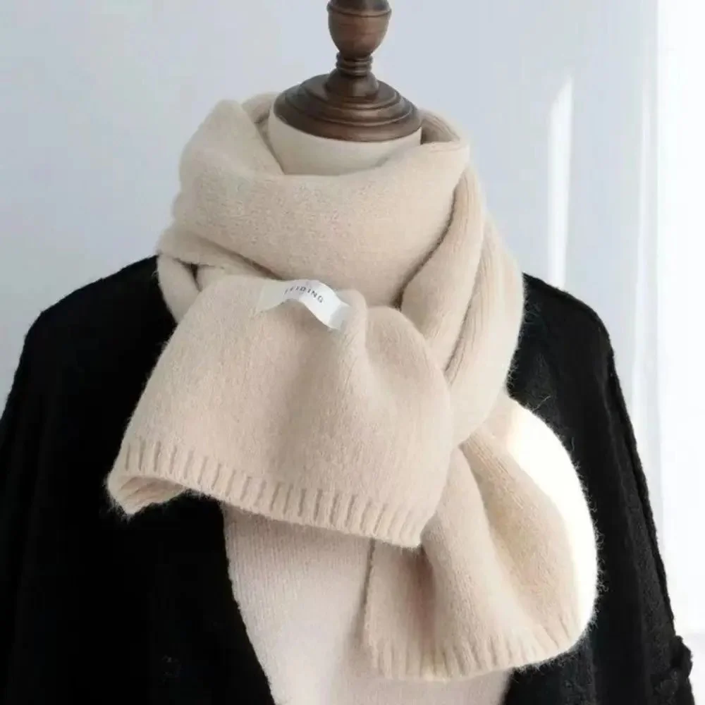 Simple Solid Soft Scarf Autumn Winter Women Knitted Wool Korean Couple ...
