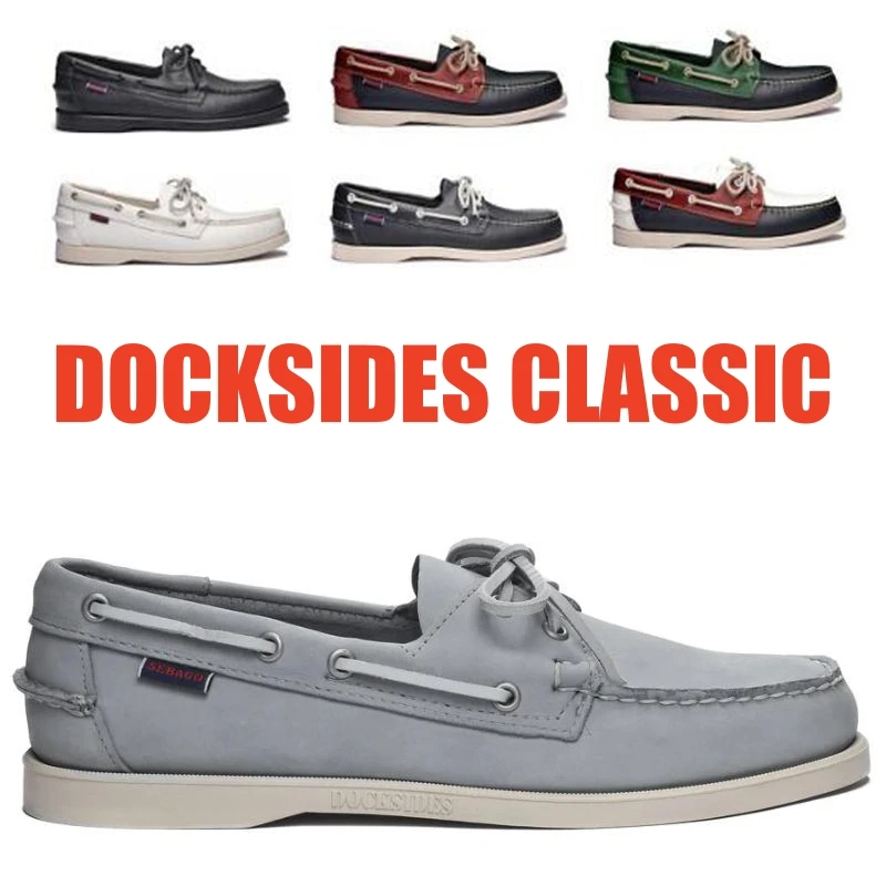 SEBAGO-Men-Authentic-Docksides-Shoes-Premium-Leather-Moc-Toe-Lace-Up ...