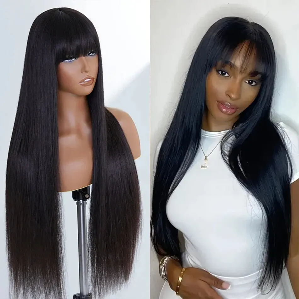 Straight-Middle-Parte-Lace-Wig-com-Bangs-peruca-Glueless-cabelo-humano ...