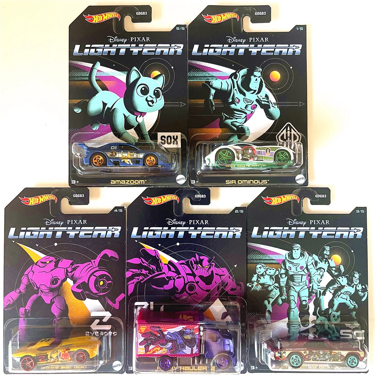 Original Set 5 Hot Wheels Modellautos Blizzard 1:64 Disney Lightyear ...