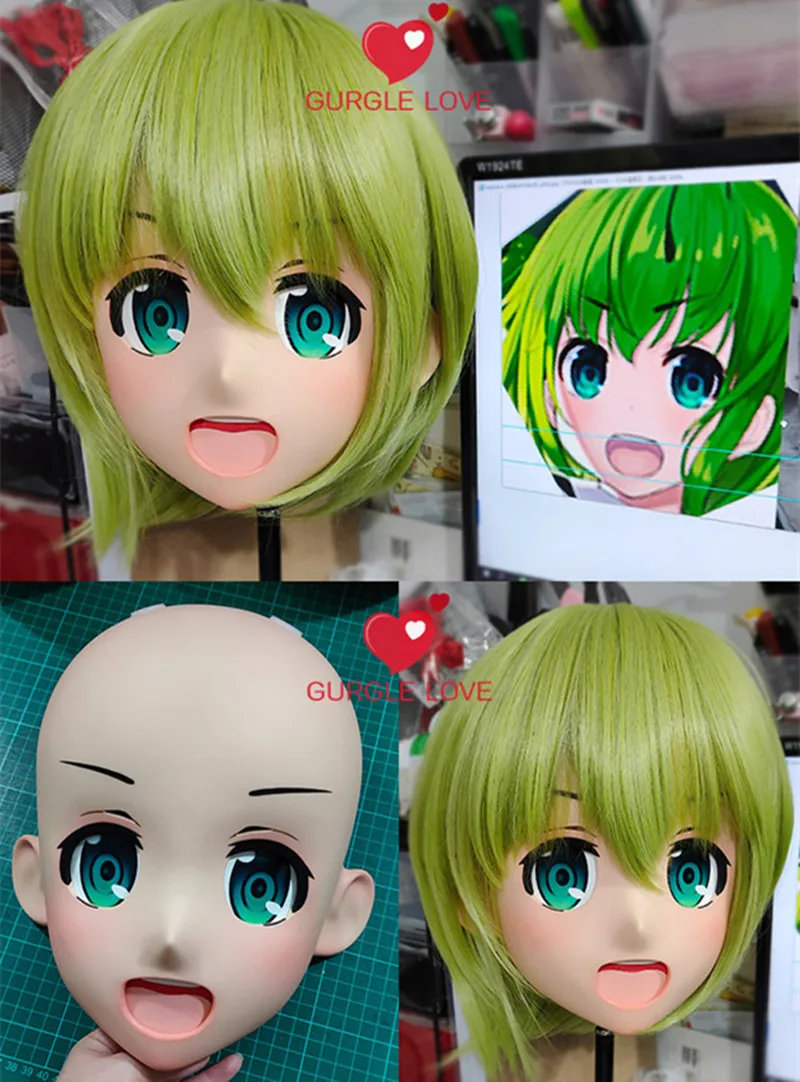 (GL04) Personaje personalizado para mujer, máscara de resina de media ...