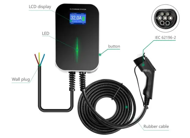 Type 2 EV Charger 32A 1Phase EV Charging Station IEC 62196-2 EVSE Walbox For Audi Cooper ...