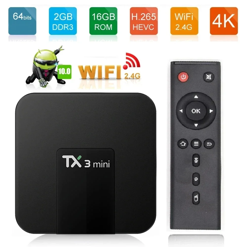 TX3 Mini Smart TV Box Android 10.0 H313 1G 2G 8G 16G 4K Set Top Box H.265 Dual 2.4G wifi Set Top ...